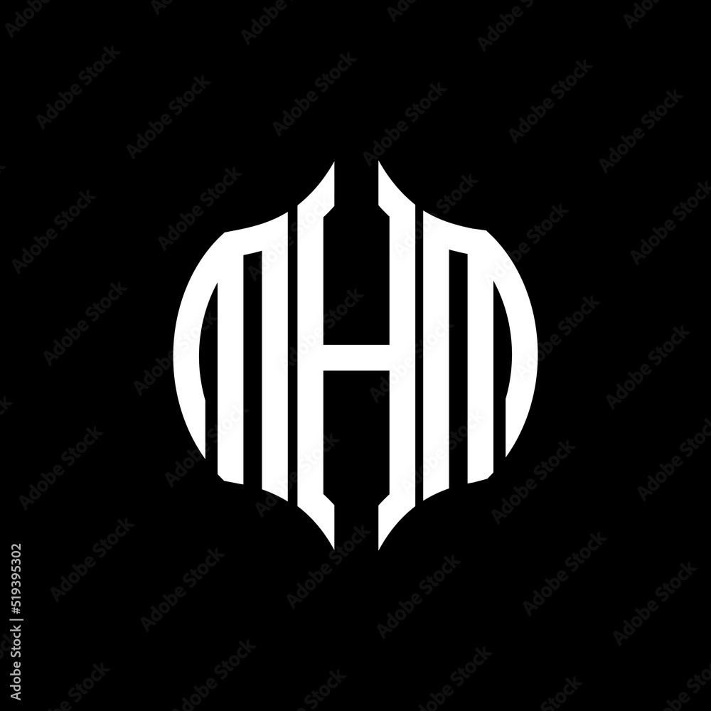 MHM letter logo. MHM best black background vector image. MHM Monogram ...