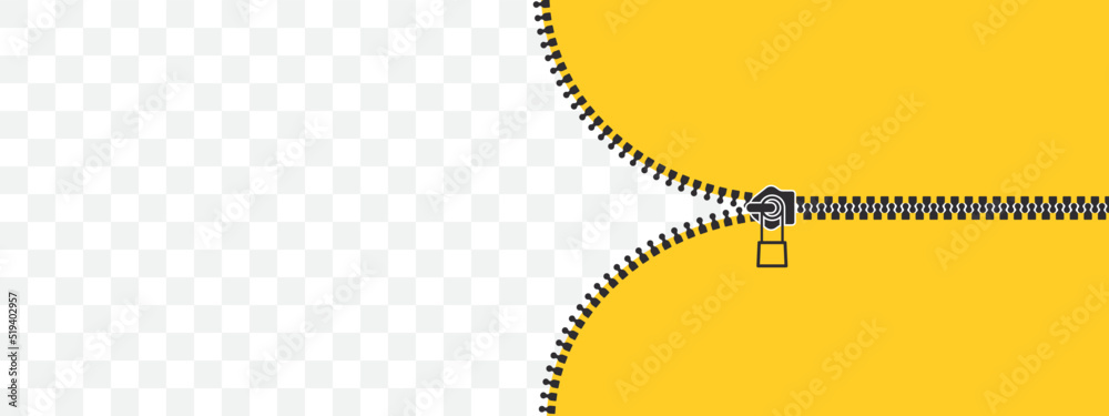 Zip locker. Closed and open zipper. Unbuttoned yellow background ...