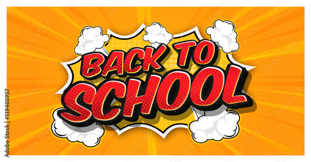 Back to school editable text style effect comic background Stock Vector ...