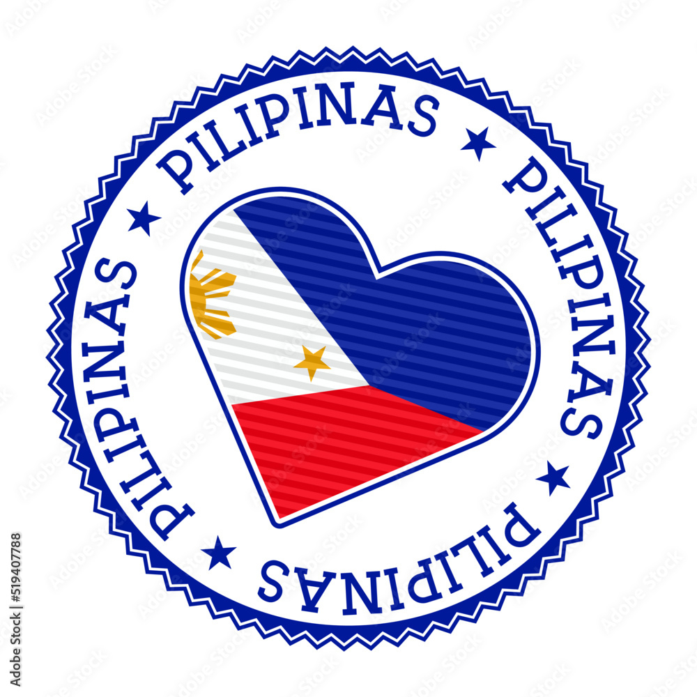 Philippines heart badge. Vector logo of Philippines with name of the ...