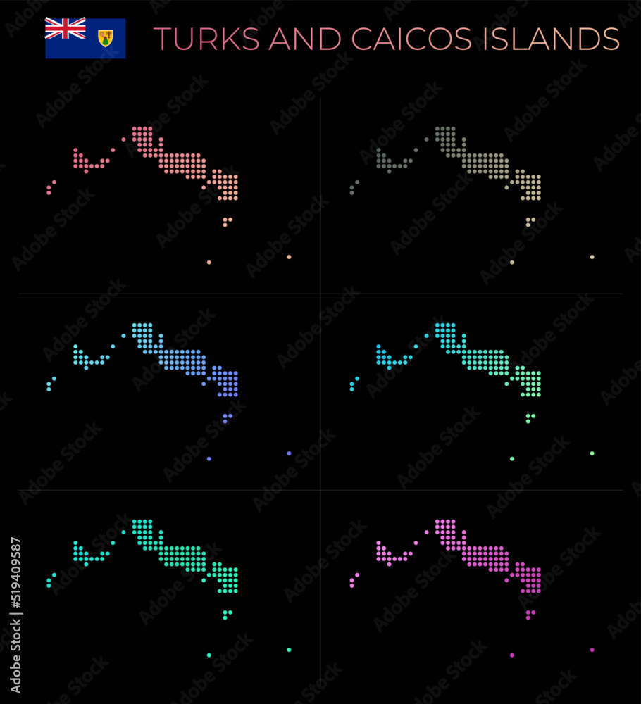 Turks and Caicos Islands dotted map set. Map of Turks and Caicos ... Turks and Caicos Islands dotted map set. Map of Turks and Caicos ...