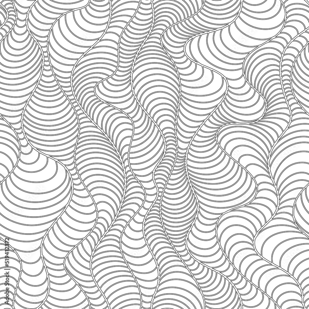 Seamless black and white vector pattern of curved rectangles in the ...