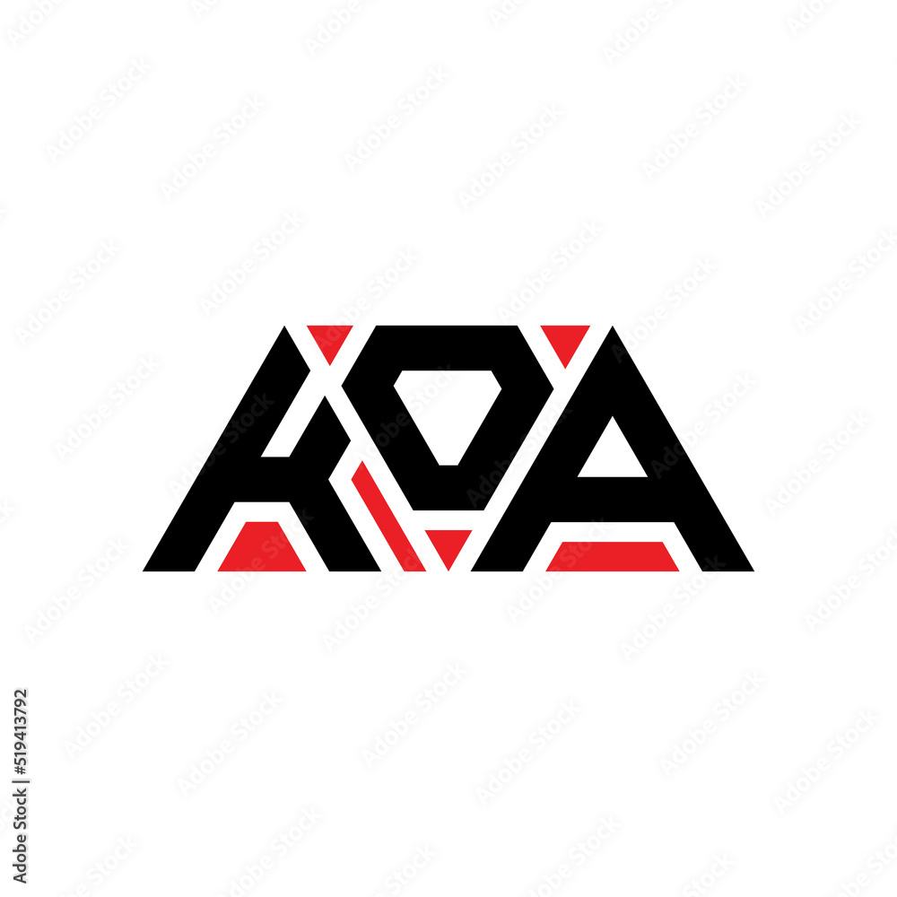 KOA triangle letter logo design with triangle shape. KOA triangle logo design monogram. KOA ...