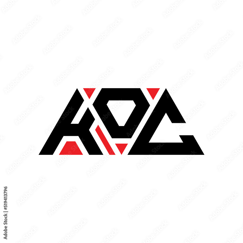 KOC triangle letter logo design with triangle shape. KOC triangle logo ...