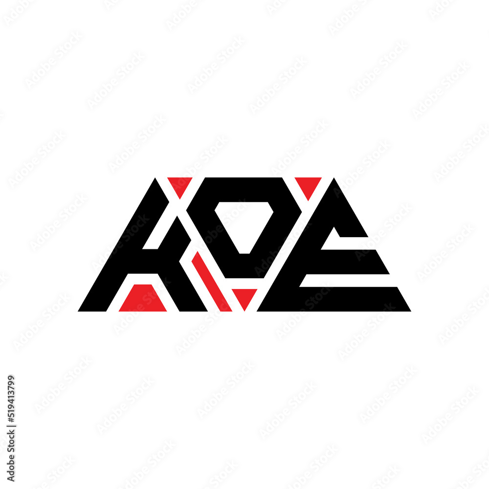 KOE triangle letter logo design with triangle shape. KOE triangle logo ...