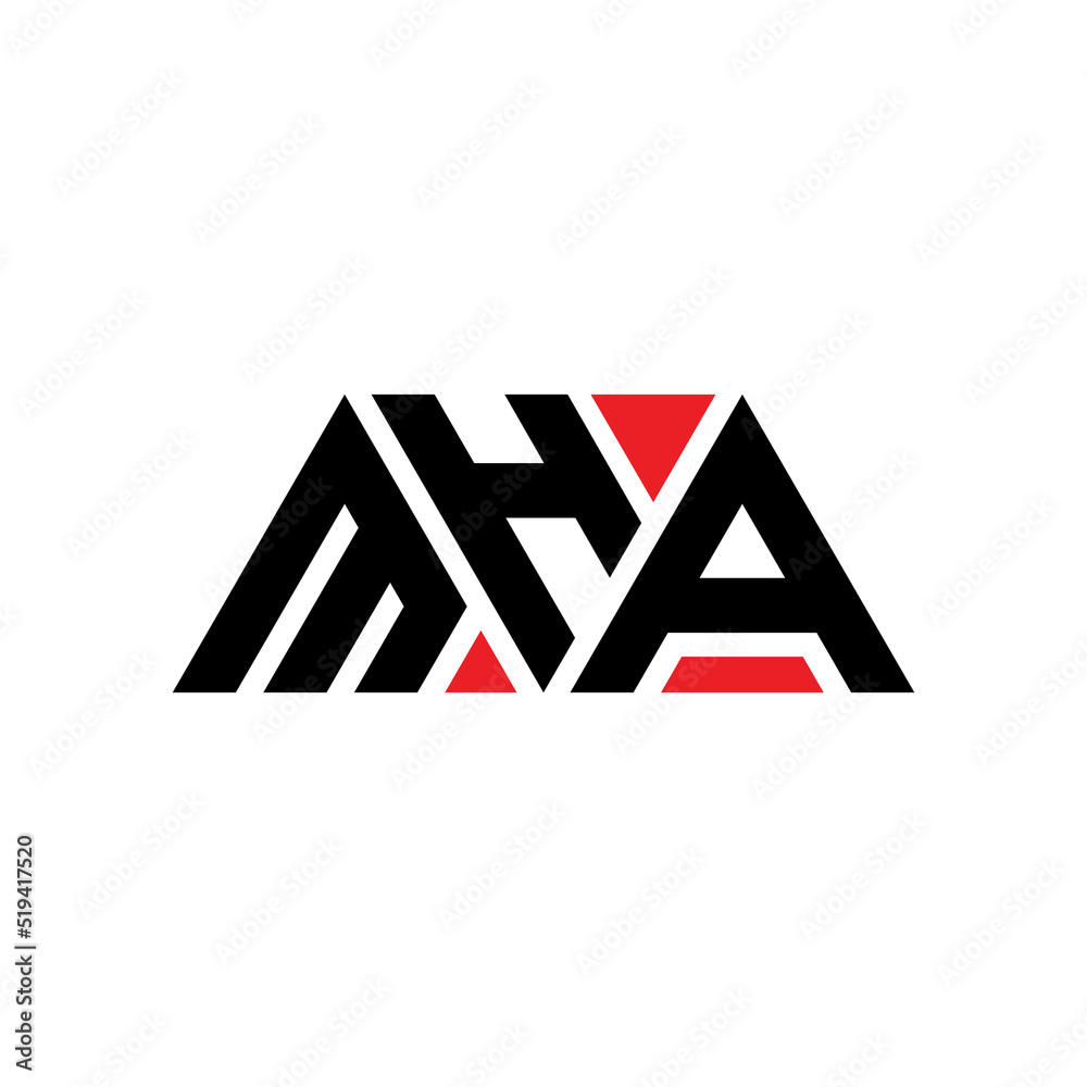 MHA triangle letter logo design with triangle shape. MHA triangle logo ...