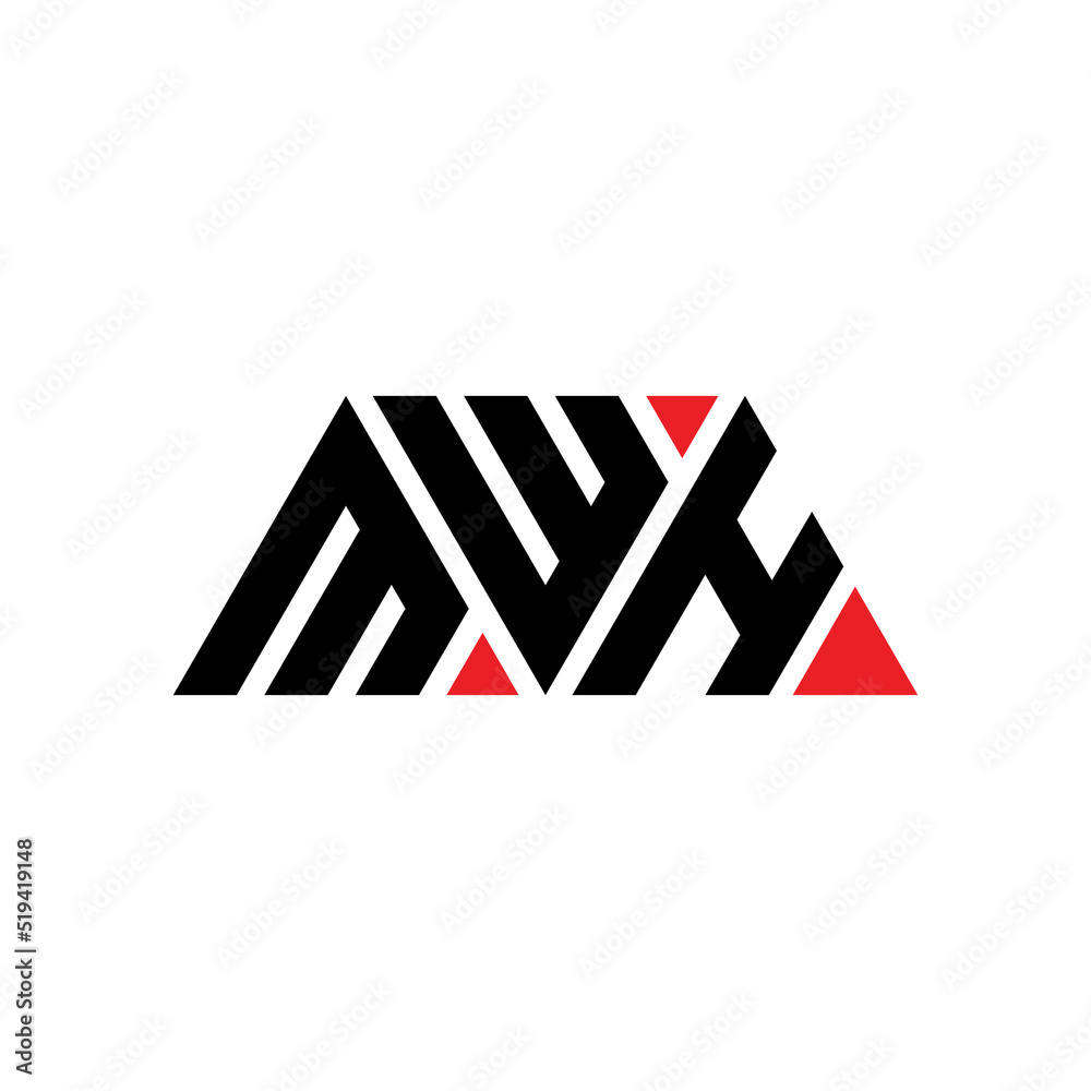 MWH triangle letter logo design with triangle shape. MWH triangle logo ...