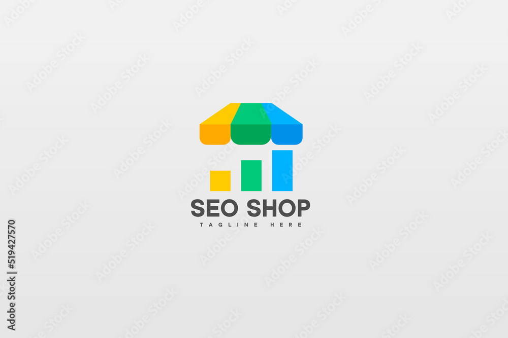 SEO icon logo with rating chart lines or graph vector monogram template ...