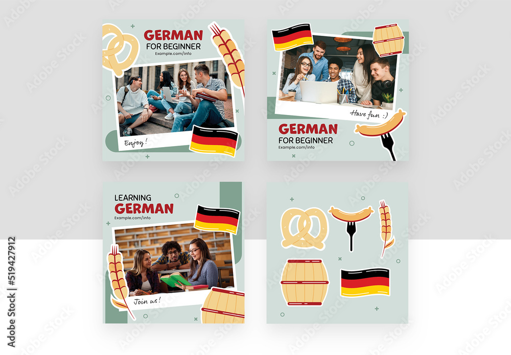 German Themed School Social Media Banners Stock Template | Adobe Stock