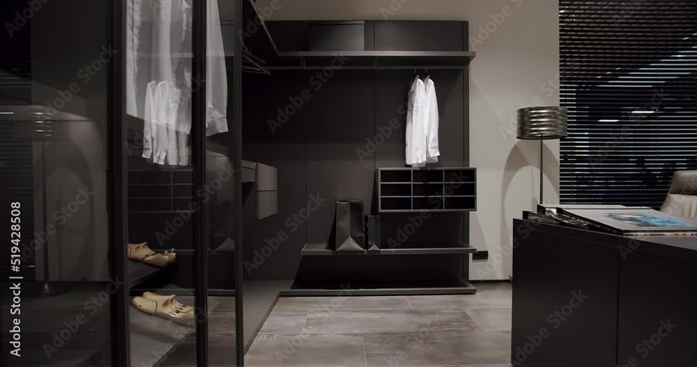 Black wardrobe with Sliding Black Doors. , Luxury Bedroom With Walk In ...