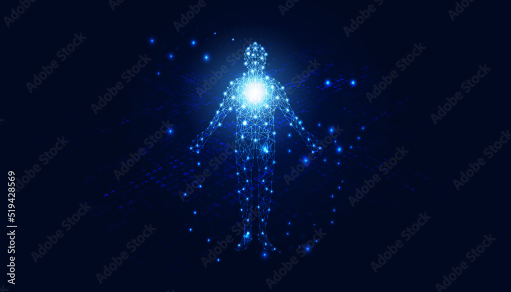 abstract technology futuristic concept of digital human body AI digital ...