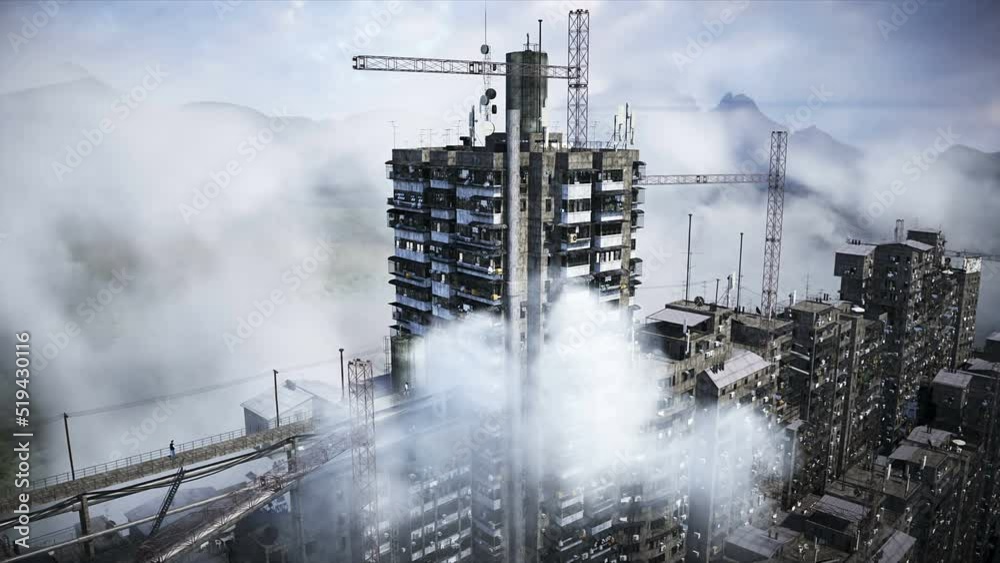 Apocalyptic city build. Overpopulation problem. Realistic 4k animation ...