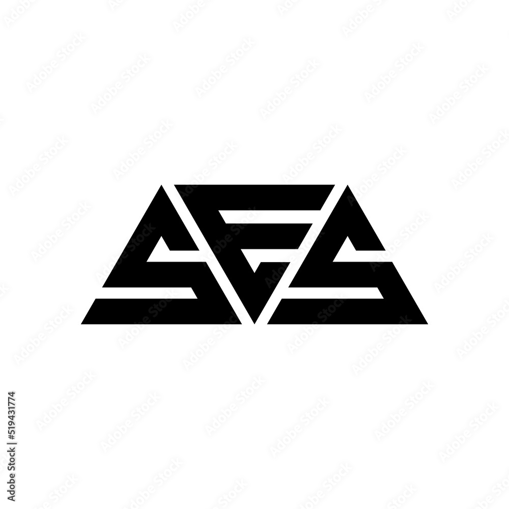 SES triangle letter logo design with triangle shape. SES triangle logo ...