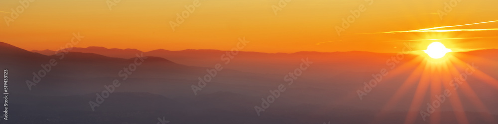 Universal Linkedin banner with mountain landscape at sunset Stock Photo ...