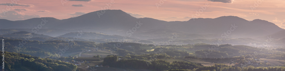 Universal Linkedin banner with alpine valley landscape at sunset Stock ...