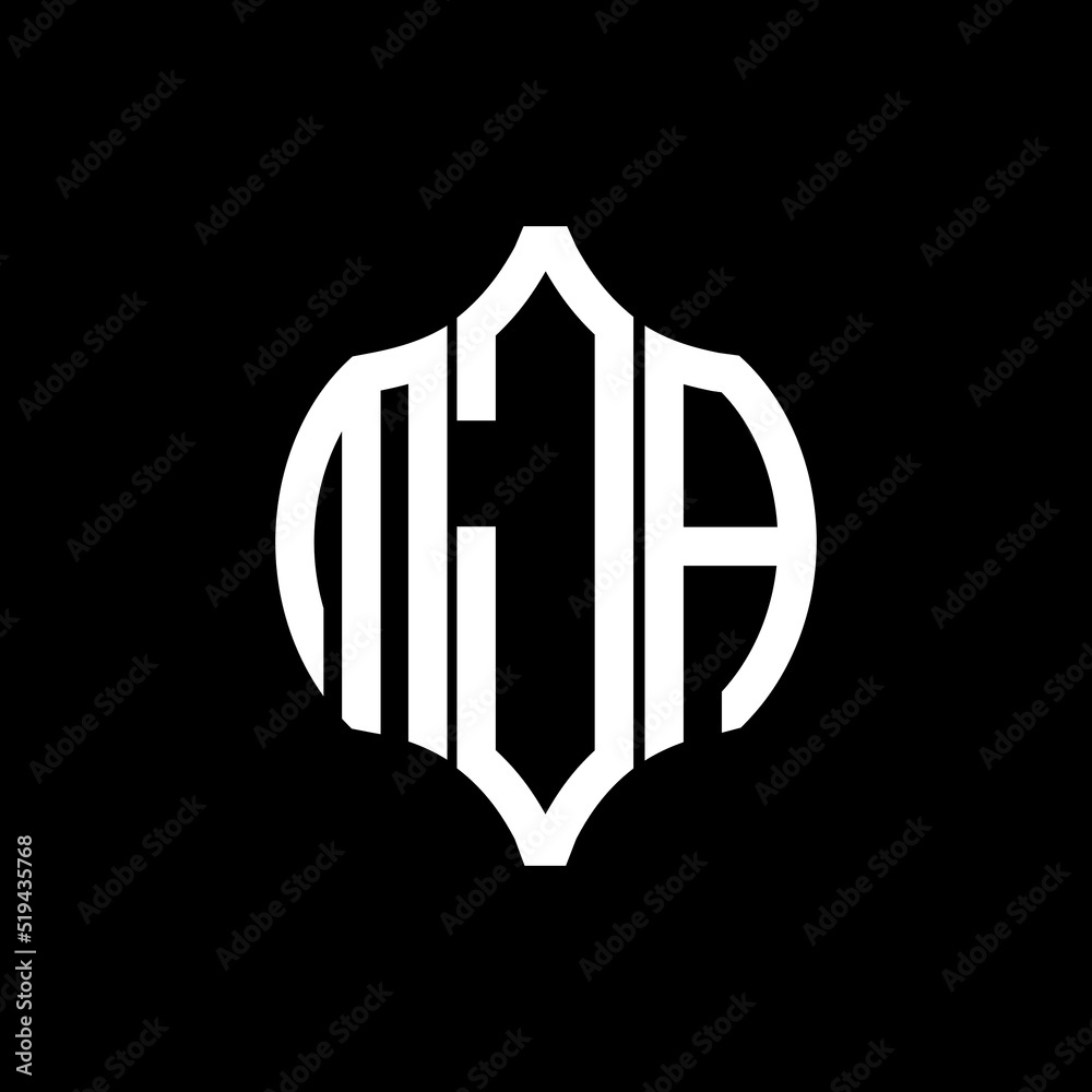 MJA letter logo. MJA best black background vector image. MJA Monogram ...