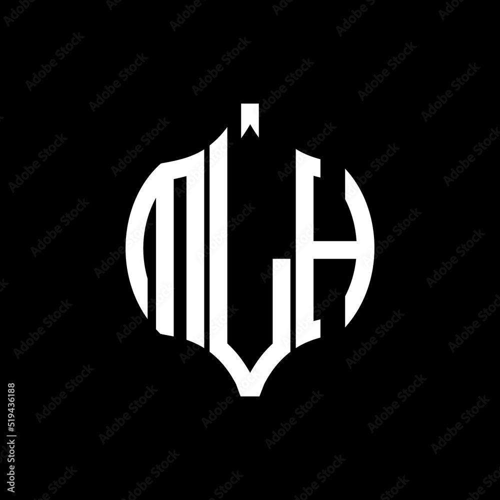 MLH letter logo. MLH best black background vector image. MLH Monogram ...