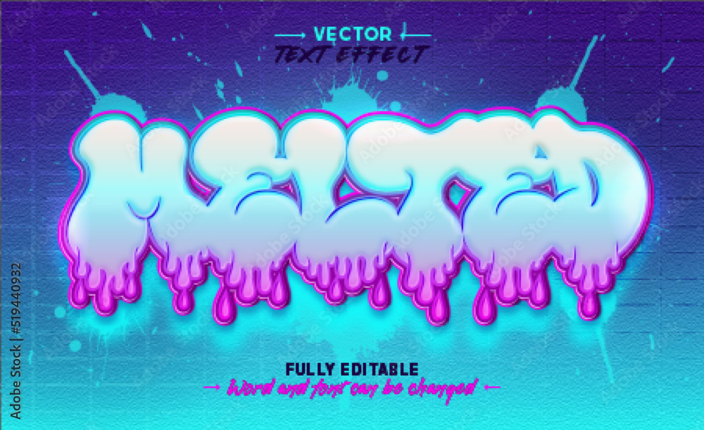 Melted bubbly graffiti style editable text effect template Stock Vector ...