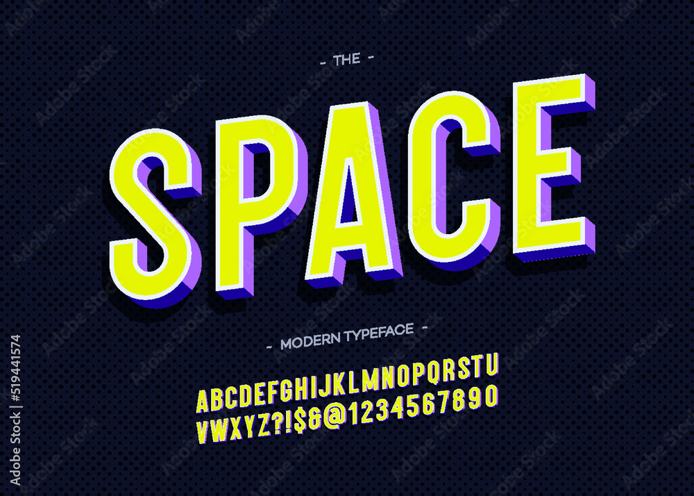 Vector space typeface 3d bold typography colorful style for poster ...