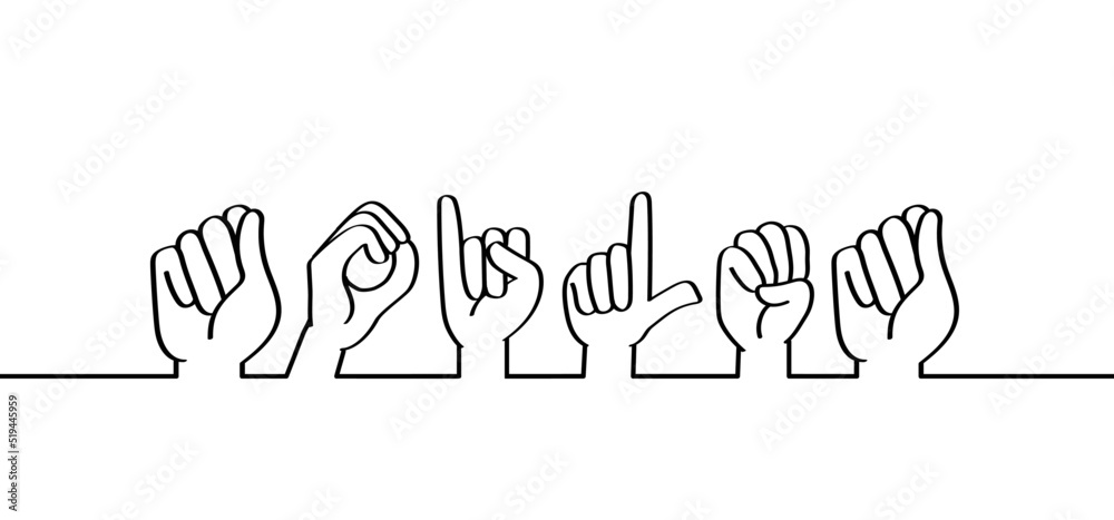 Drawing deaf sign language, toilet. Deafness cartoon. Funny vector ...