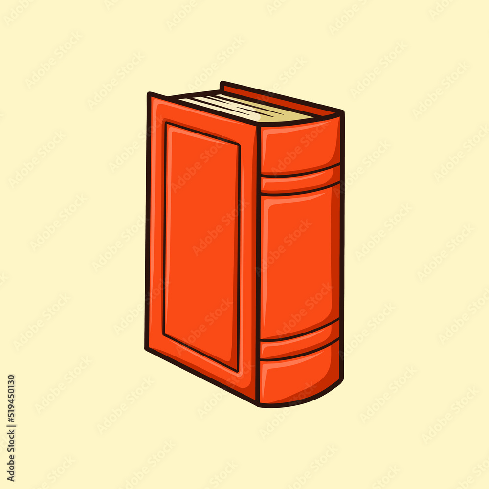 One Red Book Standing Vector Cartoon Illustration Stock Vector | Adobe ...