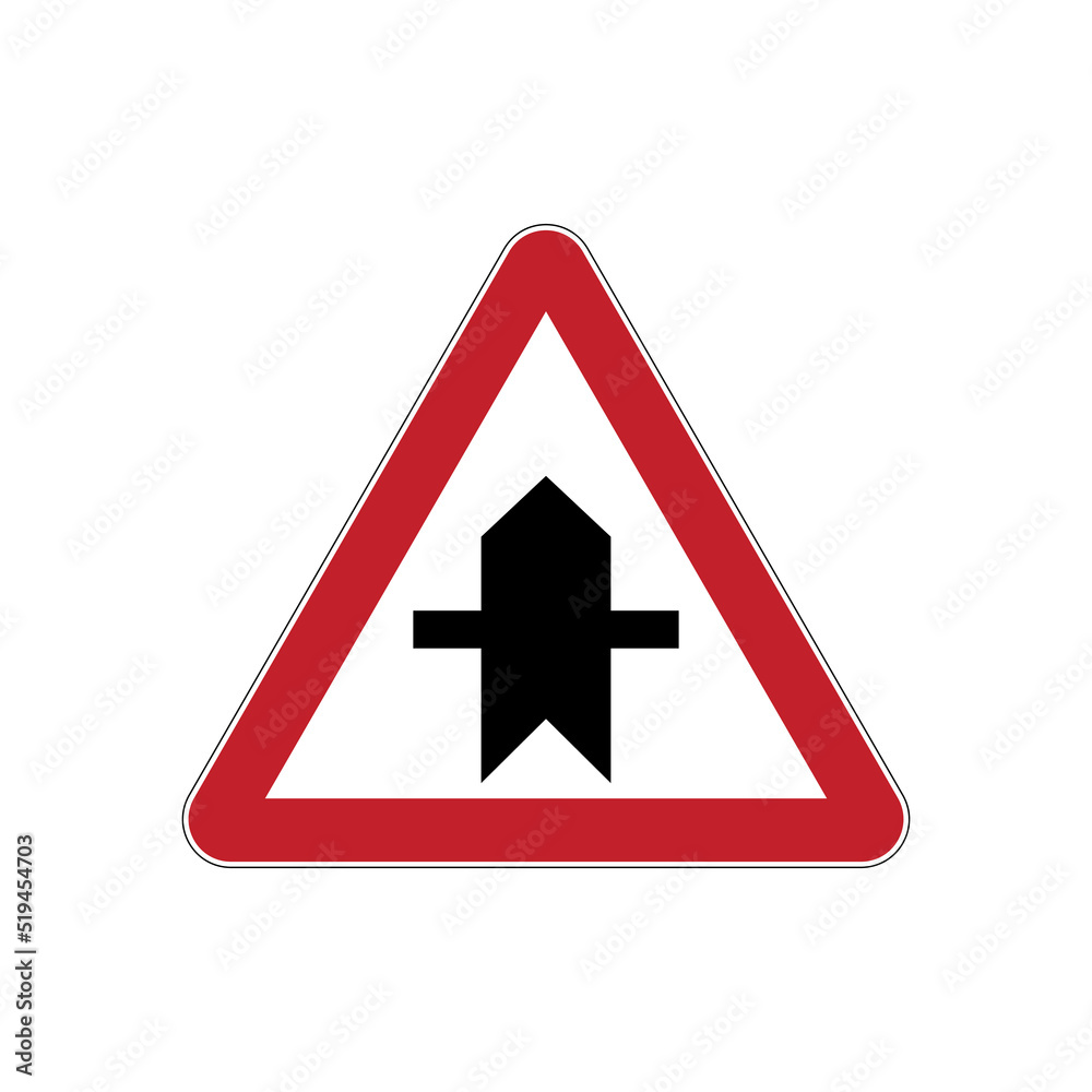 International road sign Intersection with secondary road isolated on ...