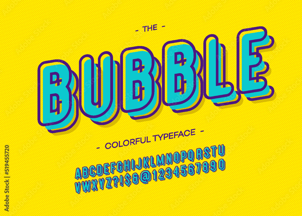 Vector bubble 3d bold alphabet trendy typography sans serif style for ...