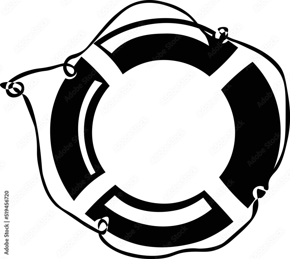 Black and White Cartoon Illustration Vector of a Lifeguards Swimming ...