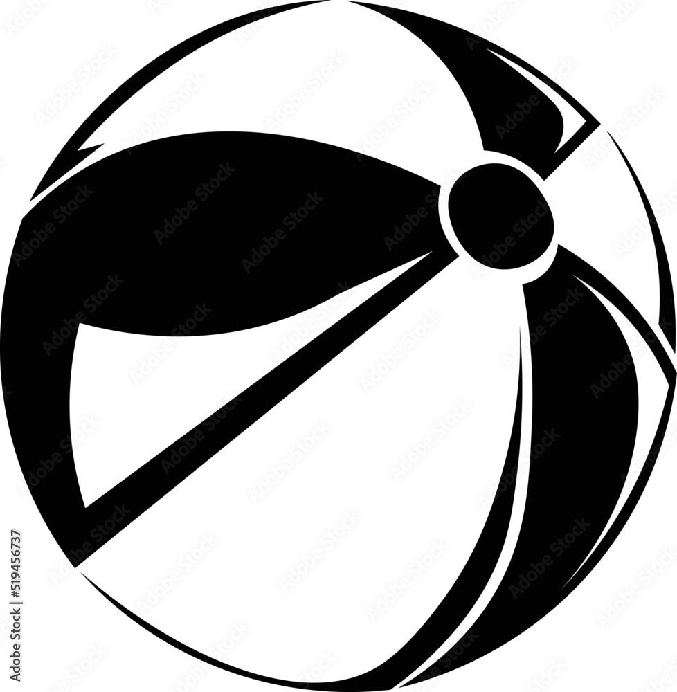 Black and White Cartoon Illustration Vector of an Inflated Beach Ball ...