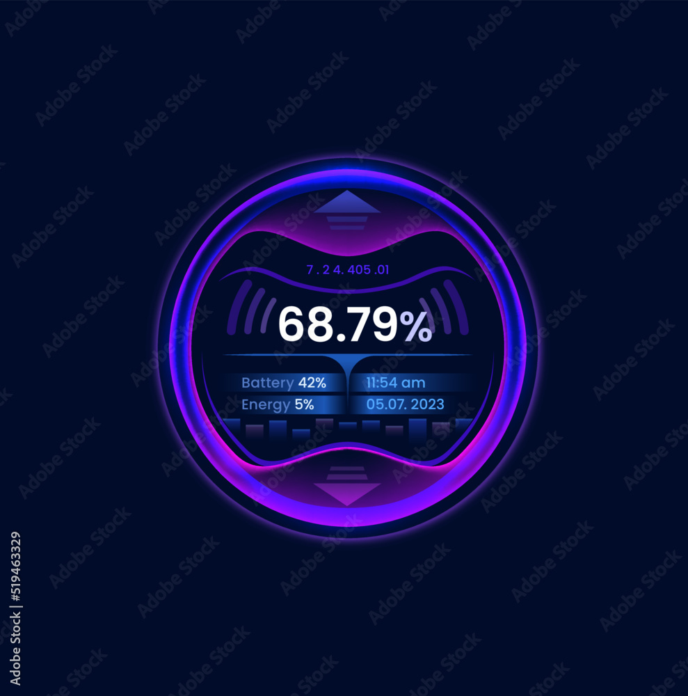 Vetor do Stock: Futuristic car neon gauge dial. Vehicle led speed meter ...