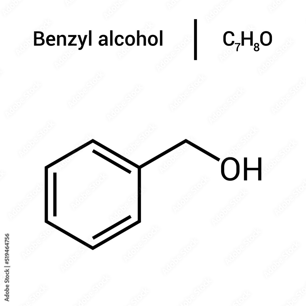 chemical structure of Benzyl alcohol (C7H8O) Stock Vector | Adobe Stock