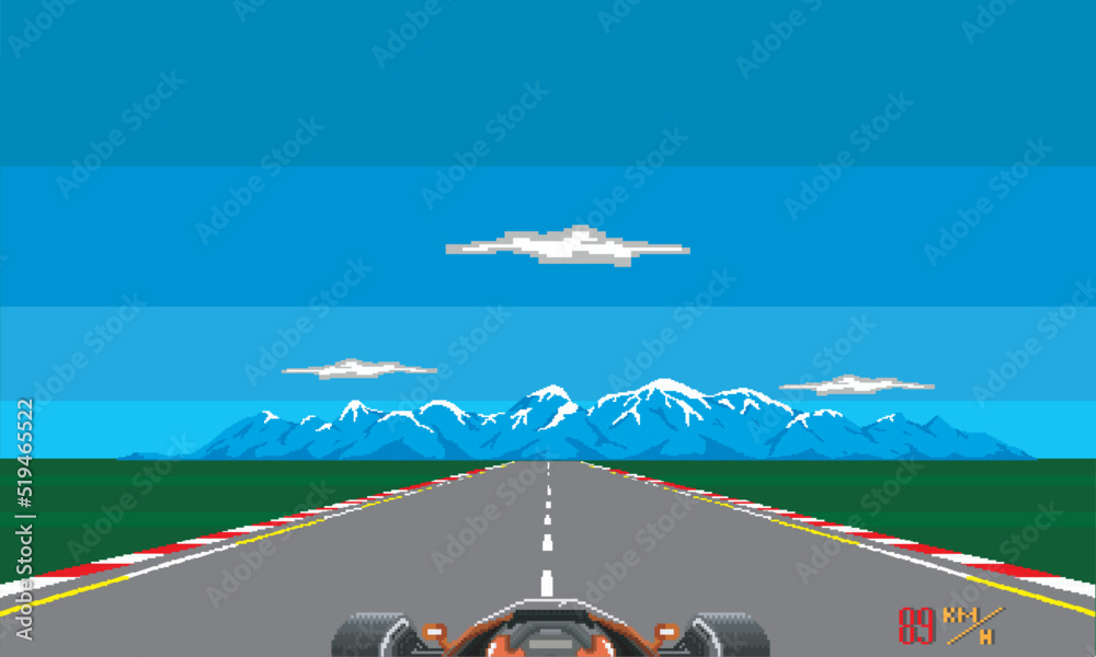 8 bit pixel retro racing car arcade game เวกเตอร์สต็อก | Adobe Stock