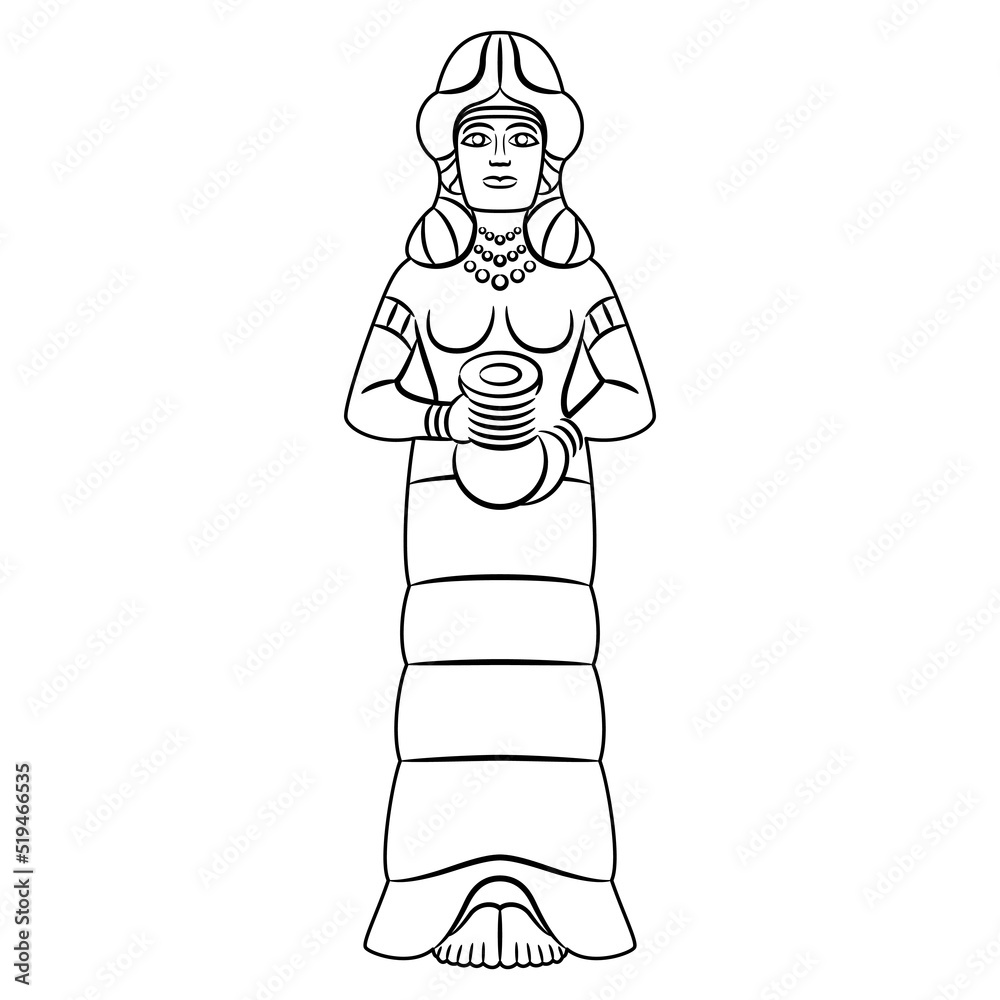 Mesopotamian goddess. Ancient Iranian sculpture of a woman holding ...
