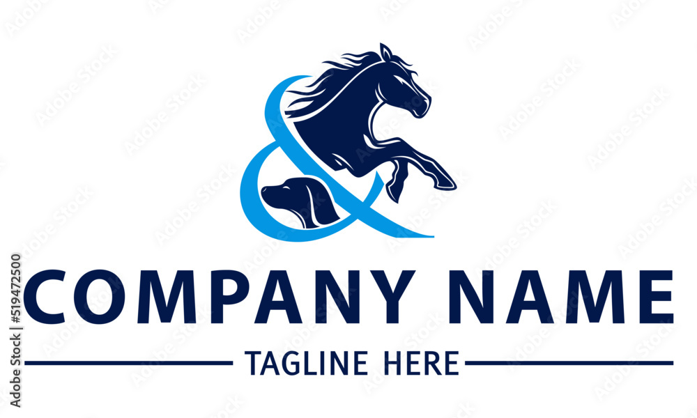 Blue Color Animal Horse and Dog Logo Design Stock Vector | Adobe Stock