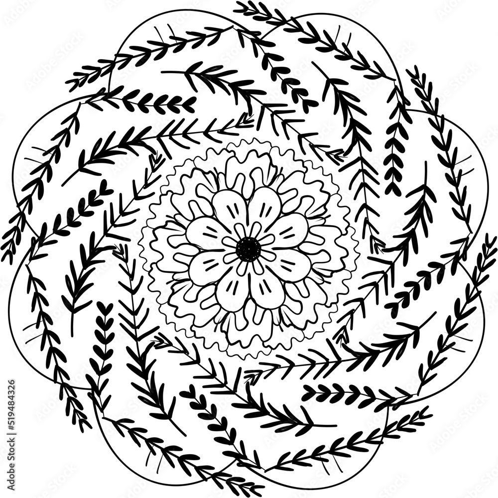 Hand Drawn Line Art Drawing of Flower.Sketch line drawing flower ...