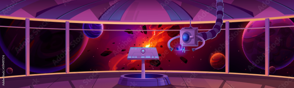 Spaceship control center interior, captain cabin with datacenter hud ...