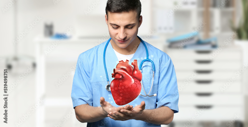 Male cardiologist using digital twin technology in clinic Stock Photo ...