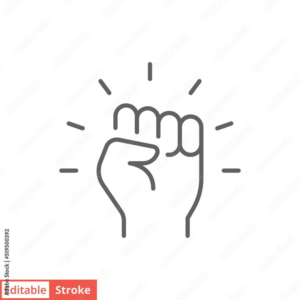 Empowerment icon. Simple outline style. Hand fist, empower, strength ...