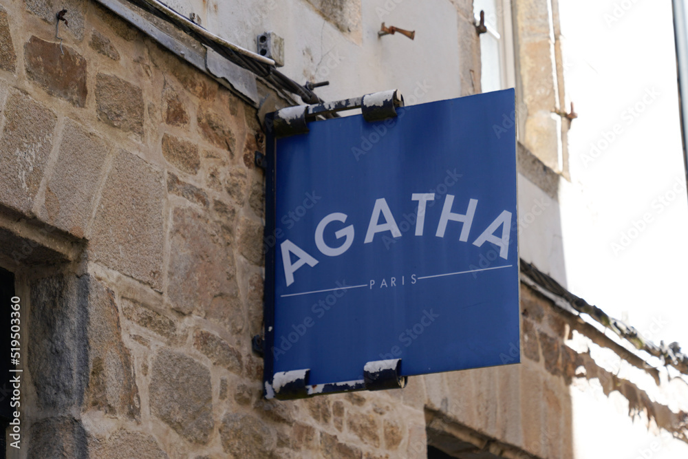Agatha paris text brand and logo sign facade shop front of jewelry wall ...