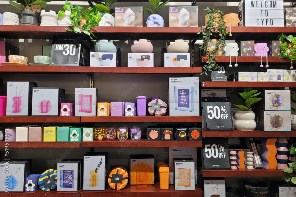 PENANG, MALAYSIA - 26 MAY 2022: Interior view of Typo store in Penang ...