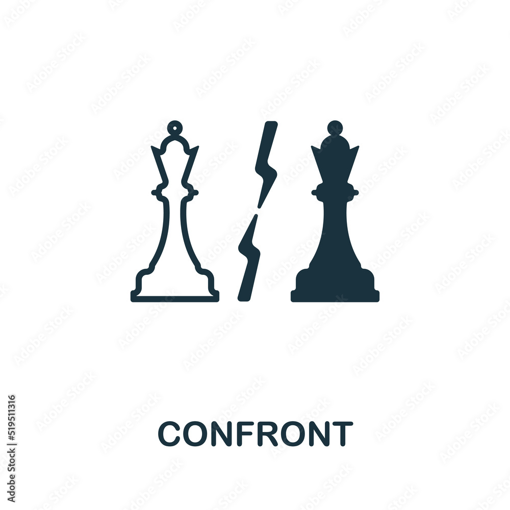 Confront icon. Monochrome simple line Protest icon for templates, web ...