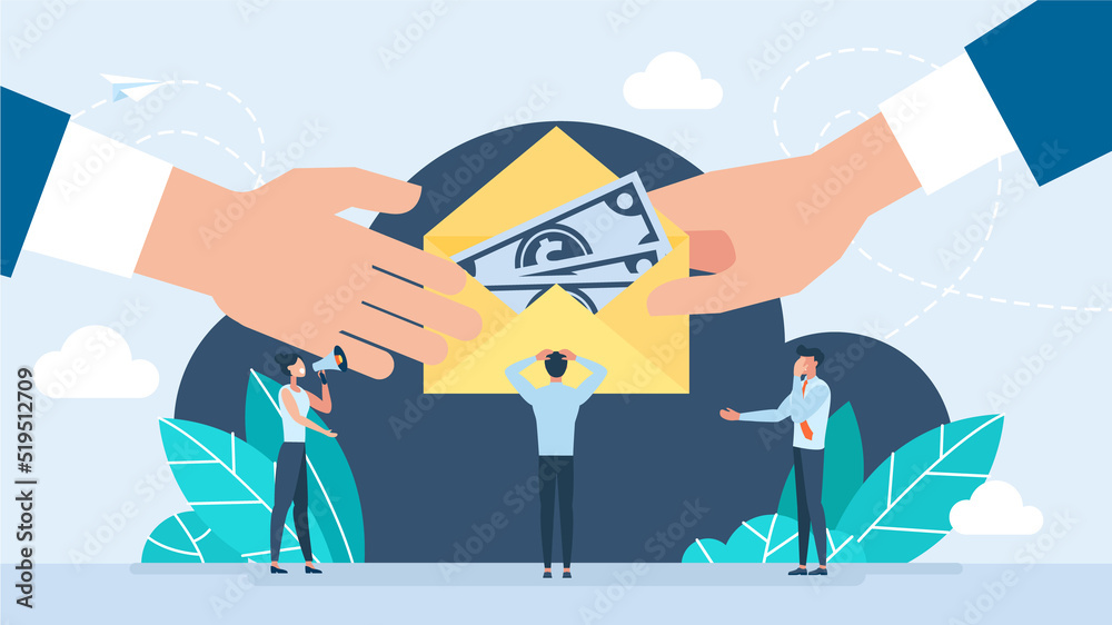 Corrupt man received money in envelope. Condemnation of criminal acts ...