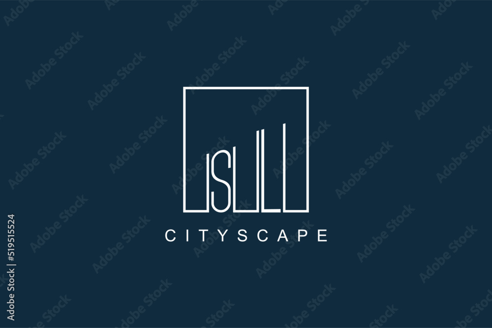 Initials SL logo with modern minimal elegant square line and abstract ...
