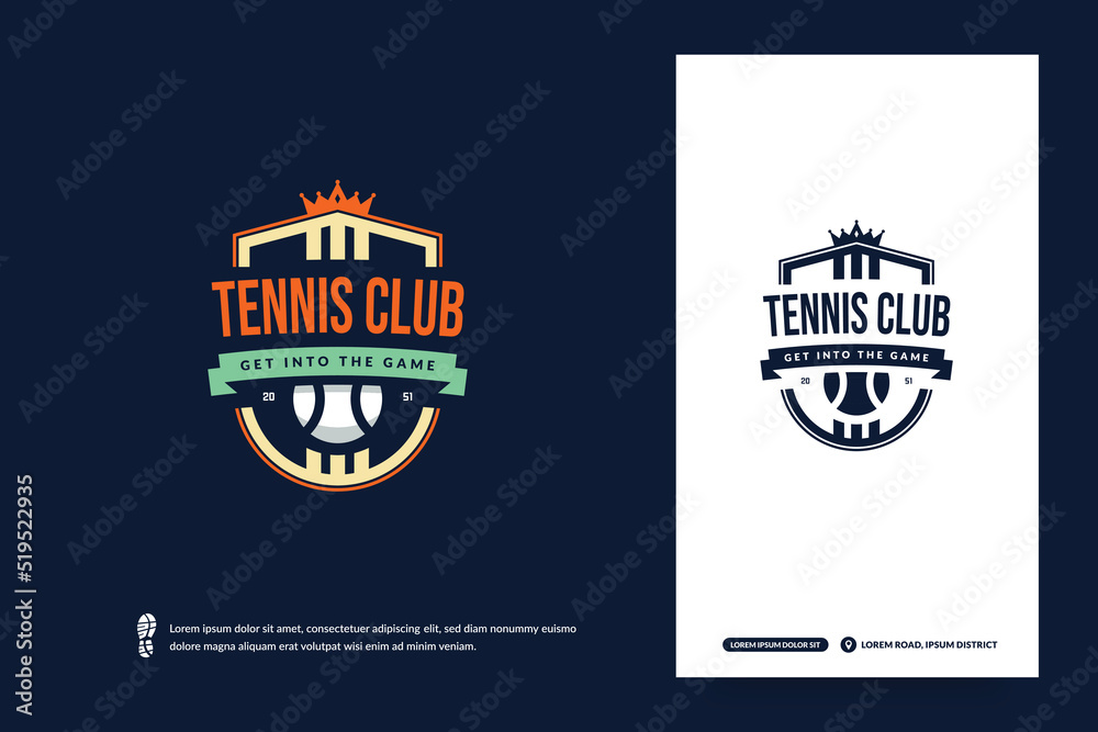 Tennis club logo design, Tournament badge template. Sport team identity ...