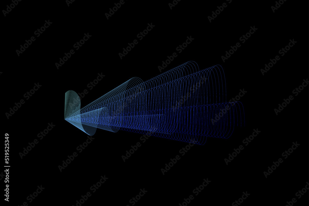 Sound wave illustration on a dark background. Abstract blue digital ...
