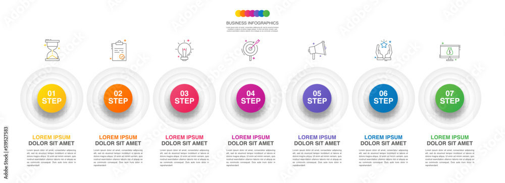 Fotografía Vector 3D Infographic with seven steps for success, evseev ...
