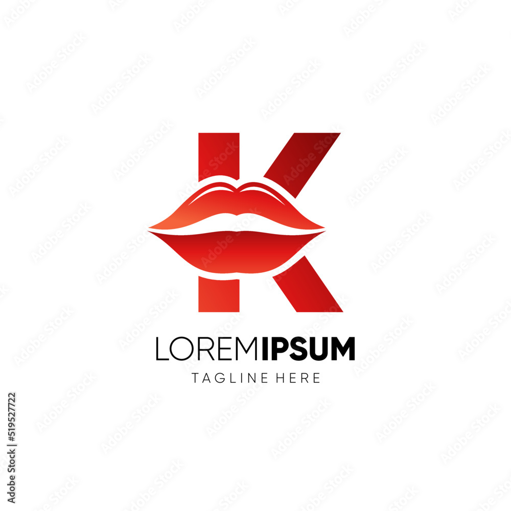 Letter K Initial Lips Logo Design Icon Vector Graphic Emblem ...