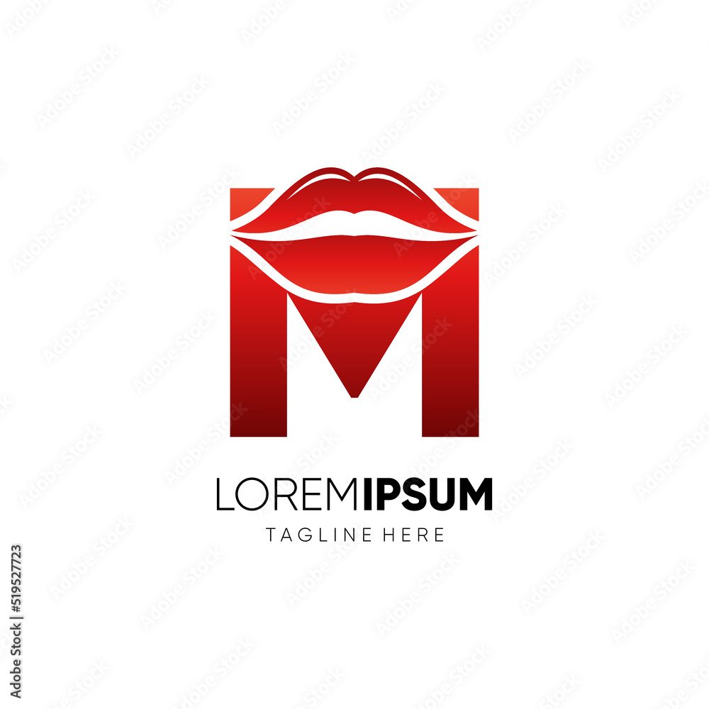 Letter M Initial Lips Logo Design Icon Vector Graphic Emblem ...