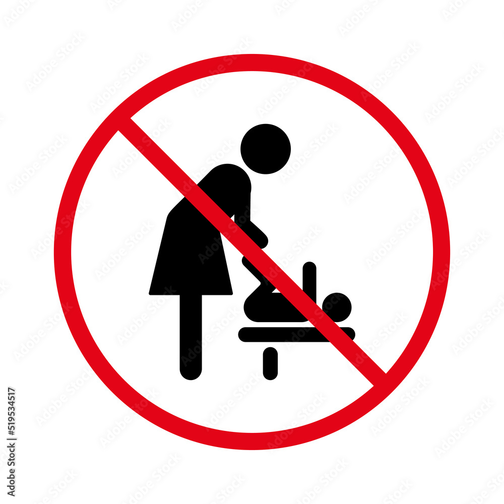 Forbidden Mother Change Nappy Pictogram. Ban Woman Baby Room Black ...