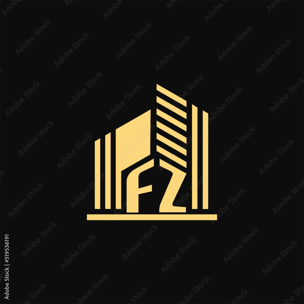 FZ Initial Construction real Estate home Logo Design Stock Vector ...